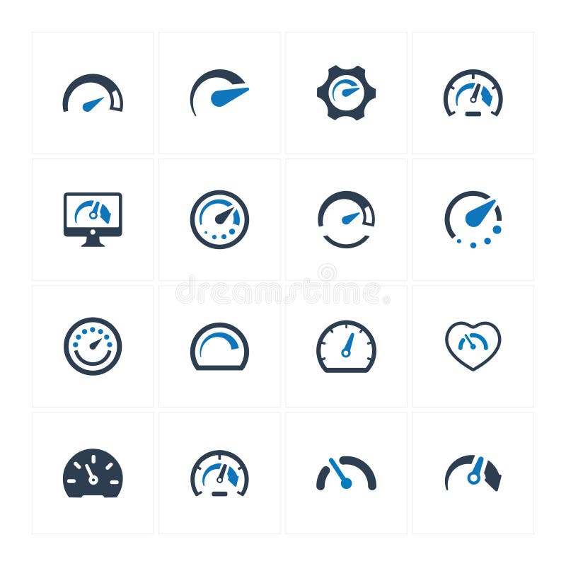 Speedometer Icons_ Blue Version Stock Vector - Illustration of ...