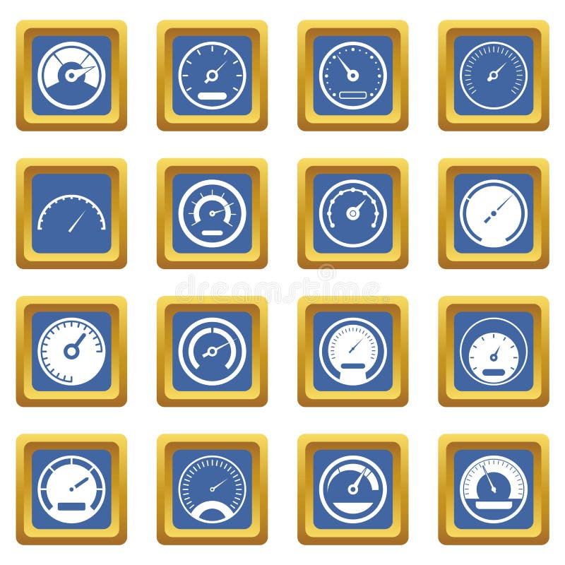 Speedometer icons set blue stock vector. Illustration of empty - 98008402
