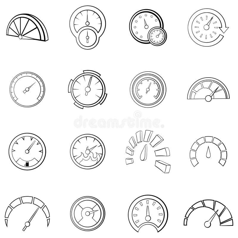 Speedometer Icons Set Outline Style Stock Illustrations – 613 Speedometer Icons Set Outline ...