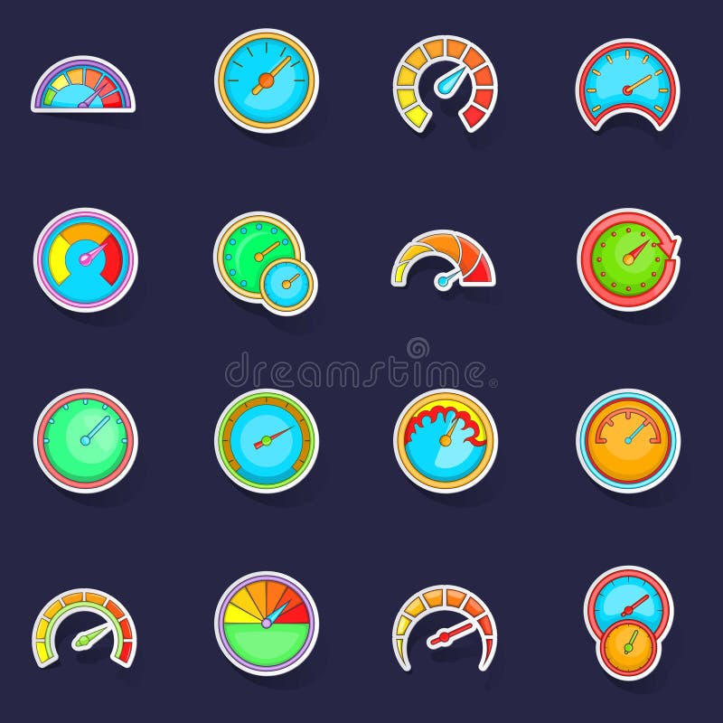 Speedometer Icons Set Vector Sticker Stock Vector - Illustration of ...
