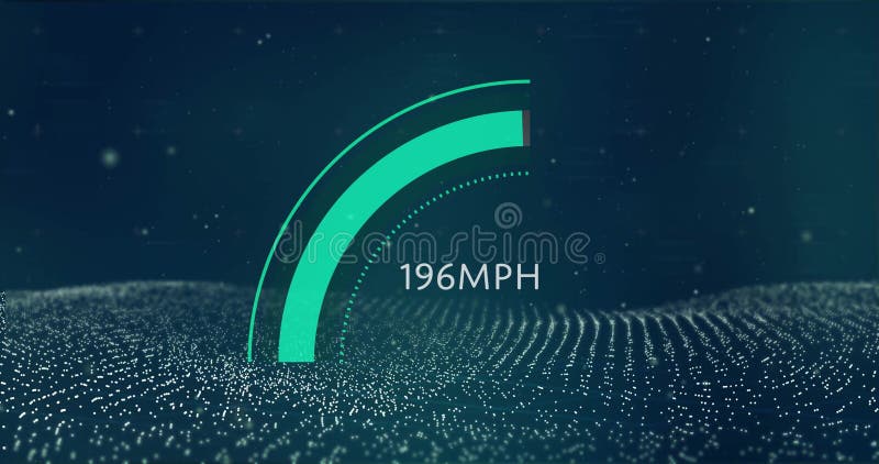 Speedometer Image Showing 131 MPH Over Digital Landscape with Glowing ...