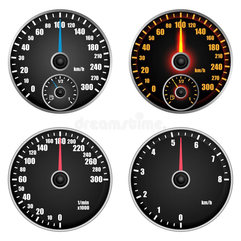 Speedometer Indicator Mockup Set, Realistic Style Stock Illustration ...