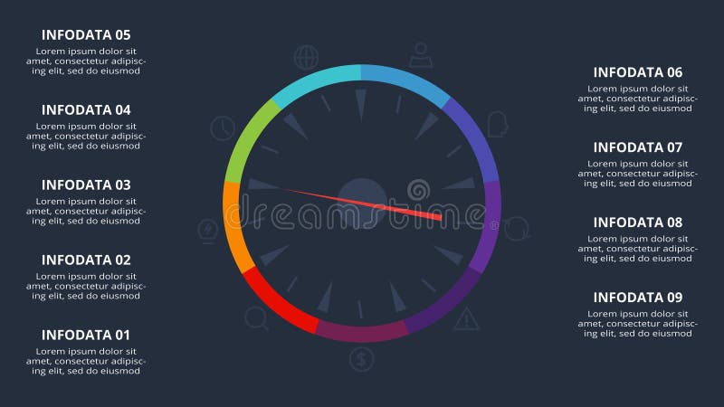 Speedometer Infographic with 9 Elements, Presentations, Vector ...