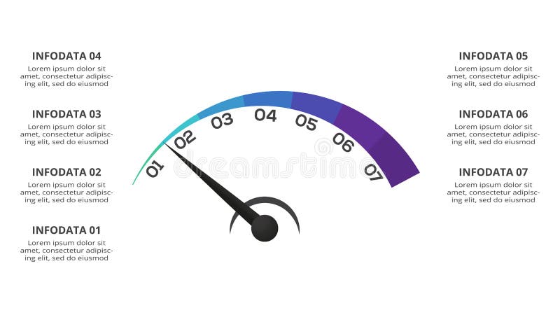 Speedometer Infographic with 7 Elements Template for Web, Business ...