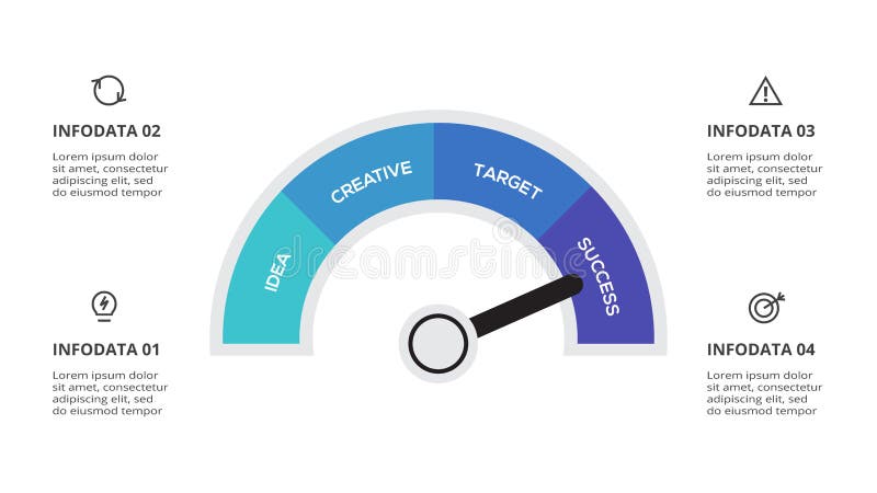 Speedometer Infographic with 4 Elements Template for Web, Business ...