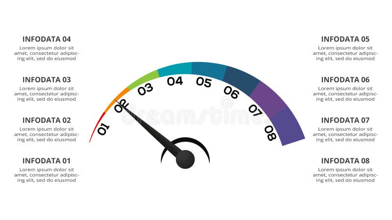 Speedometer Infographic with 8 Elements Template for Web, Business ...