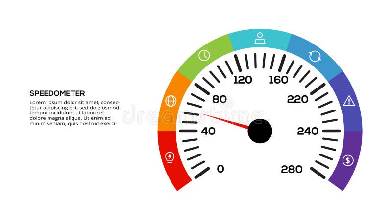 Speedometer Infographic with 6 Elements Template for Web, Business ...