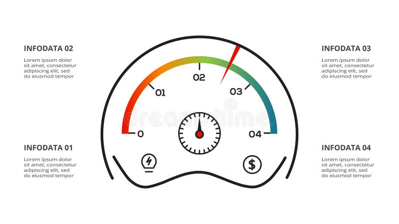 Speedometer Infographic with 4 Elements Template for Web, Business ...