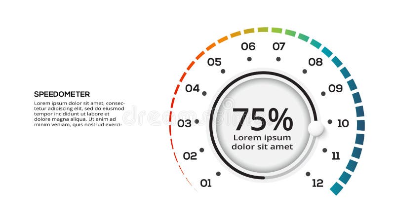 Speedometer Infographic with 12 Elements Template for Web, Business ...