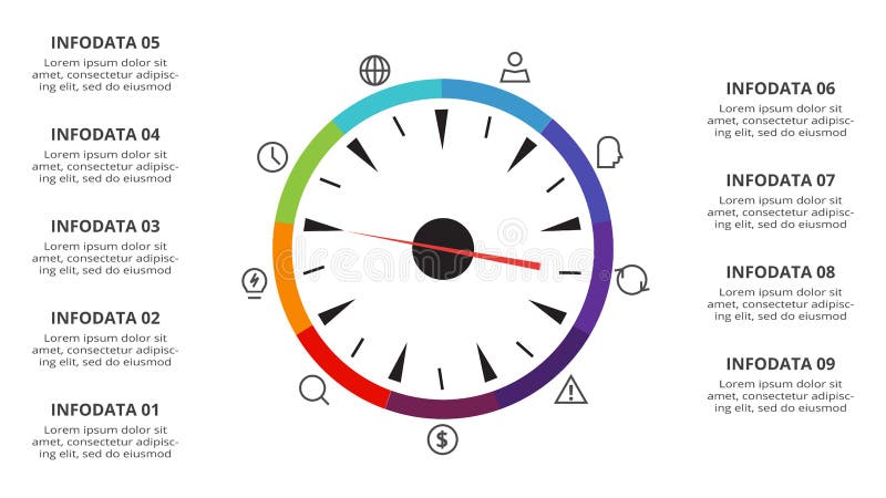 Speedometer Infographic with 6 Elements Template for Web, Business ...
