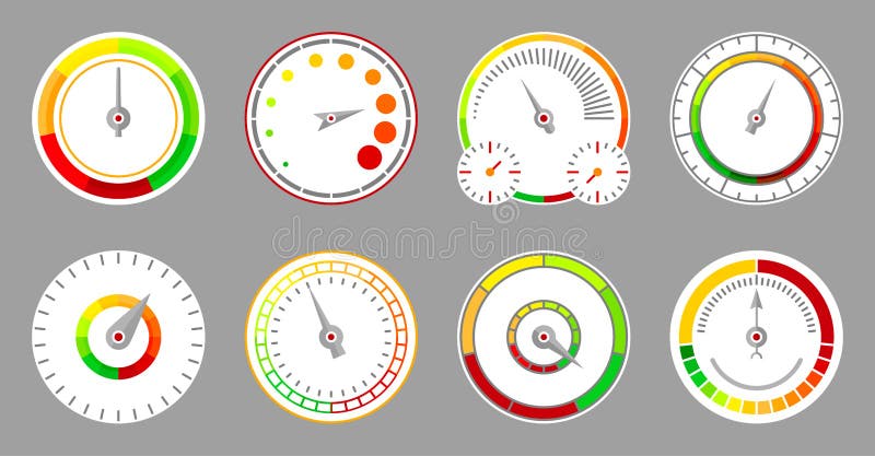 Speedometer Interface Dashboard Indicator Flat Set Stock Vector ...
