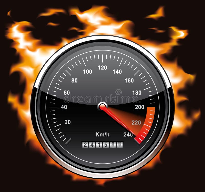 Speedometer Involved in Flames Stock Illustration - Illustration of ...
