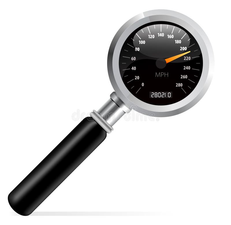 Speedometer in magnifier stock illustration. Illustration of glowing ...