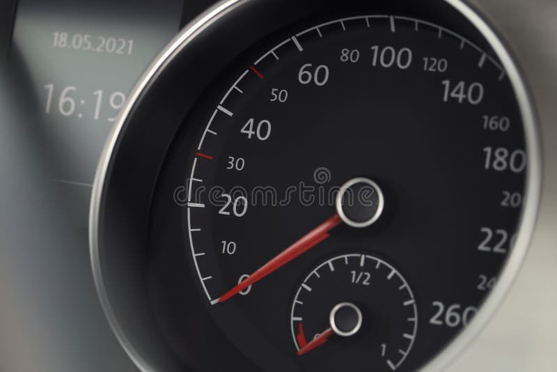 Speedometer on Modern Car Dashboard, Closeup View Stock Photo - Image ...