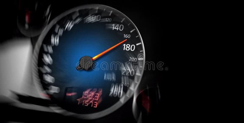 The Speedometer of a Modern Car Shows a High Driving Speed. Stock Photo ...
