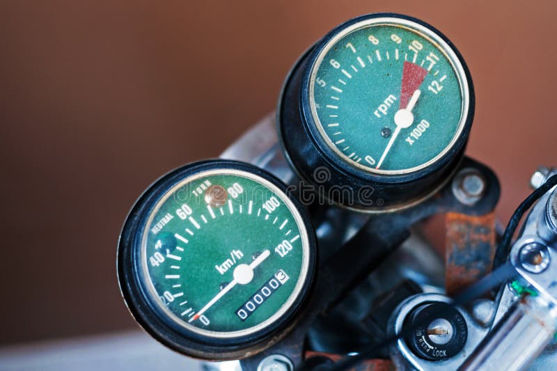Speedometer of Motorcycle on the Steering Wheel Stock Photo - Image of ...