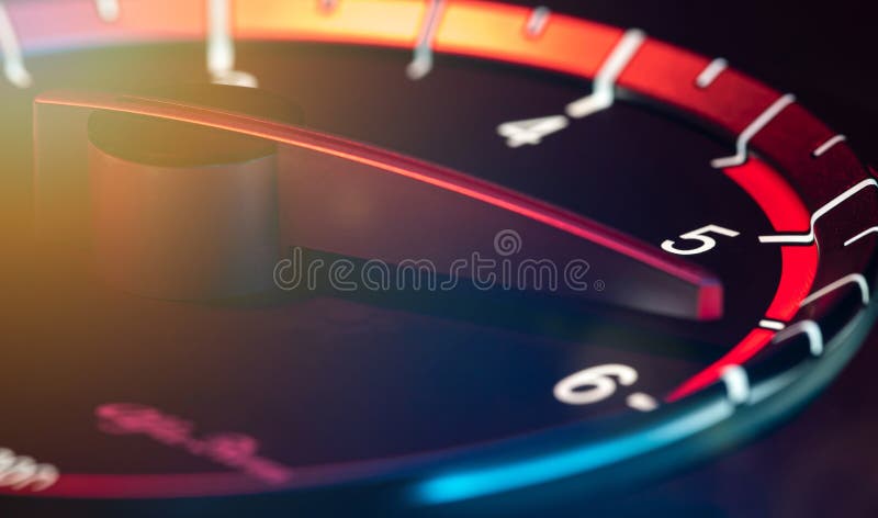 Speedometer Needle Pointing at Five Thousand Revolutions Per Minute ...