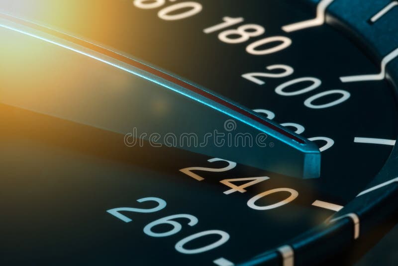 Speedometer Needle Pointing at 240 Speed Displaying High Velocity Stock ...