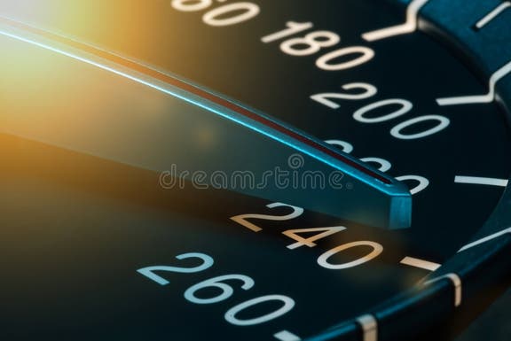 Speedometer Needle Pointing at 240 Speed Displaying High Velocity Stock ...