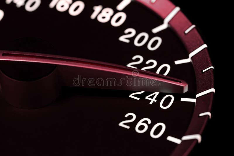 Speedometer Needle Pointing 240 Speed Limit Maximum Velocity Dashboard ...