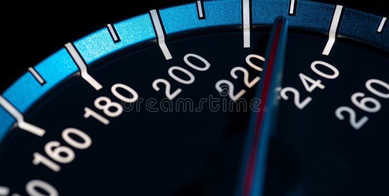 Speedometer Needle Pointing at 220 Speed Showing Velocity and ...