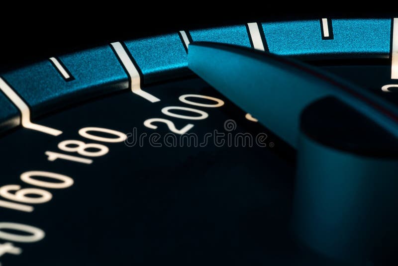 Speedometer Needle Pointing at 200 Speeding on Dashboard Stock ...