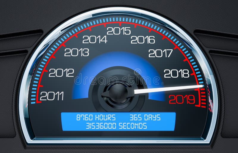 Speedometer 2019 New Year Concept, 3D Rendering Stock Illustration ...
