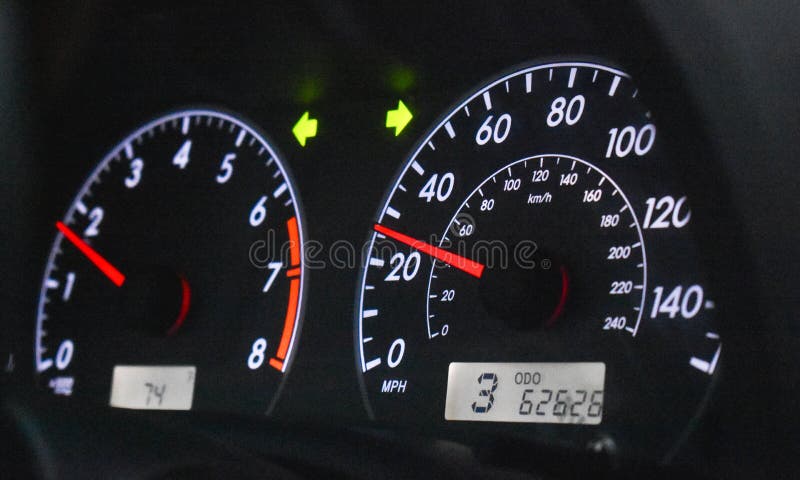 Speedometer and Odometer on Dashboard Car Interior Stock Photo - Image ...