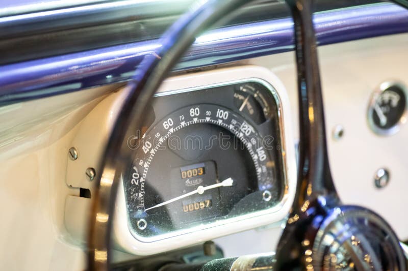 Speedometer on Old Car stock photo. Image of panel, steering - 140818348