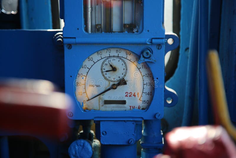 Speedometer in an Old-fashioned Luxurt Train Car. Speedometer in the ...