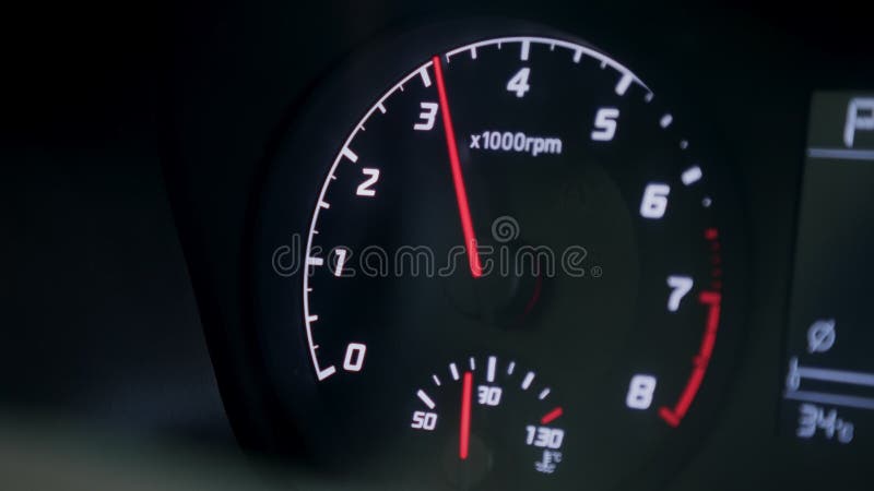 The Speedometer of an Ordinary Car. Car Accelerates, the Car Starts ...