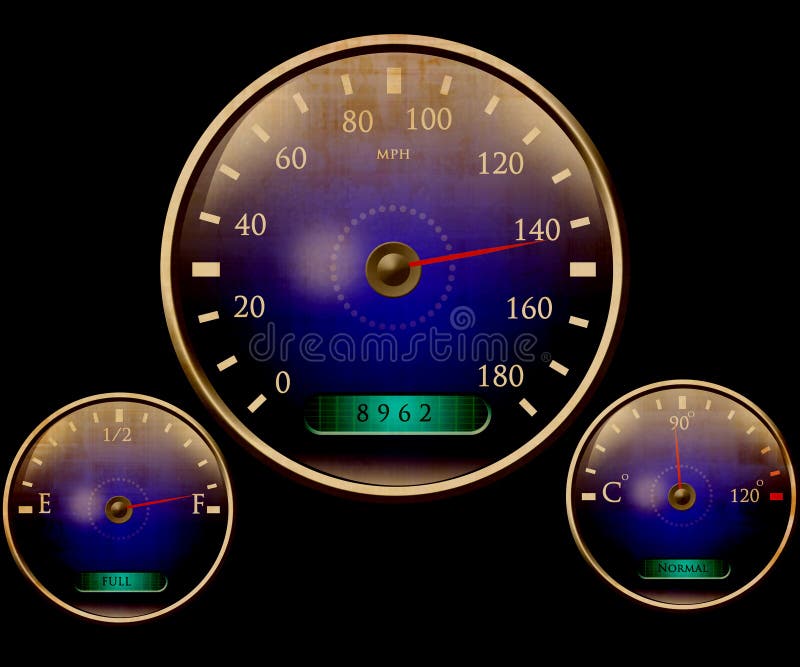 Speedometer and Other Dials Stock Illustration - Illustration of alert ...