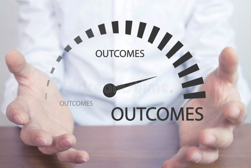 Speedometer with a Outcomes Word. Business Concept Stock Illustration ...