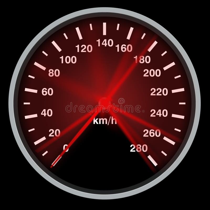 Speed Meter on Black Background Stock Illustration - Illustration of ...