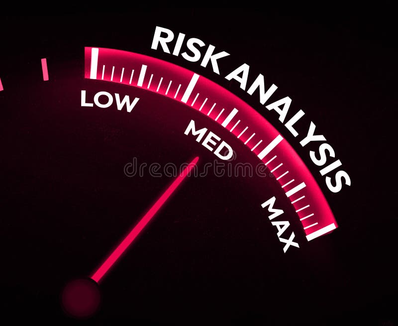 Speedometer in Red Color Showing Needle of Risk Analysis on the Medium ...