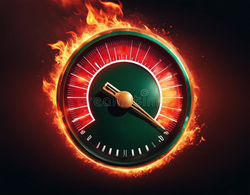 A Speedometer Shrouded in Flames Stock Illustration - Illustration of ...