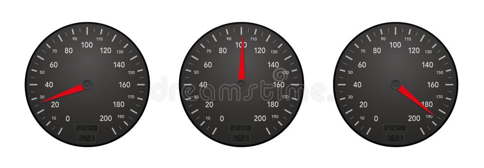 Speedometer Slow Moderately Fast Speed Meter Display Car Stock Vector ...