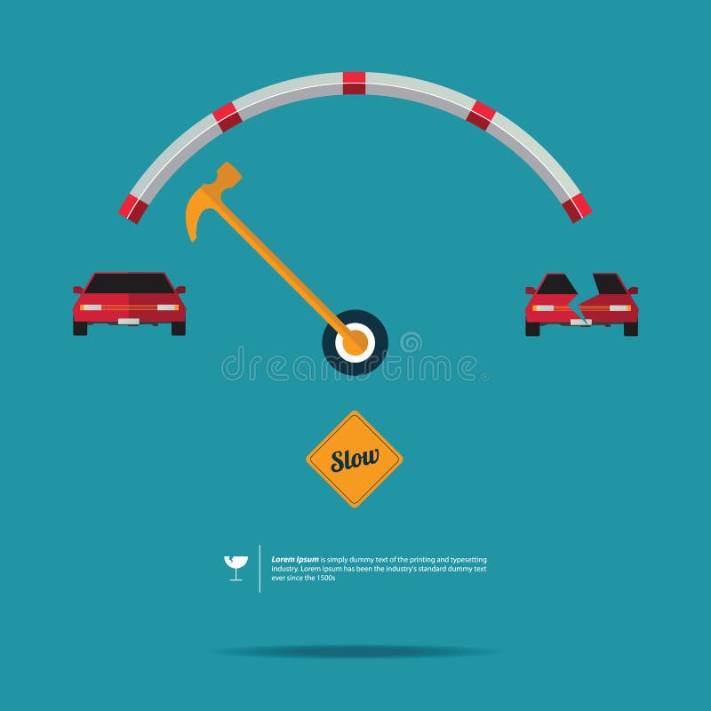 Speedometer and Slow Sign stock vector. Illustration of design - 42297864