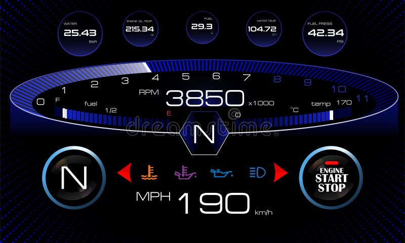 Speedometer Speed Car Auto Dashboard Design. Speed Meter Abstract ...