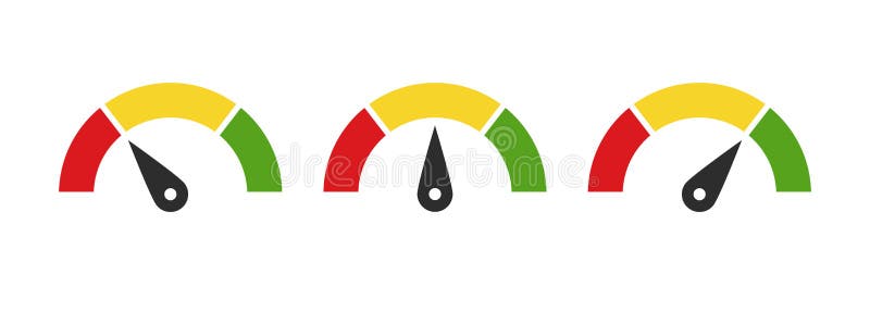Speedometer States Set. Measurement Symbol, Indication Scale Design ...