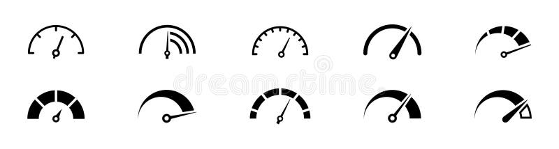 Speedometer, Tachometer Icon. Speedometer Indicator Icon Collection ...