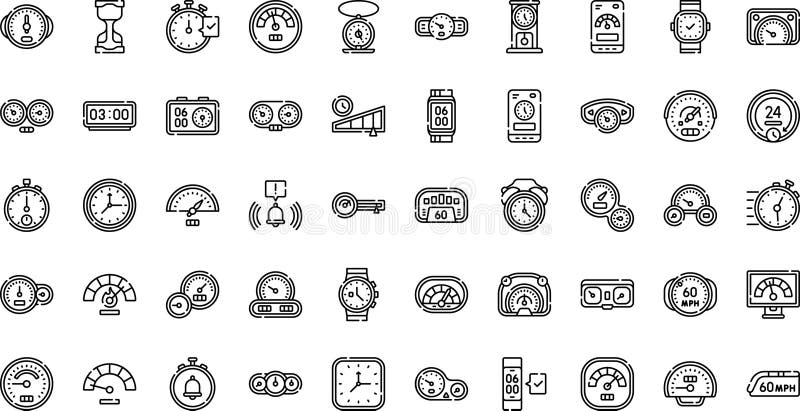 Speedometer and Time Icons High-Quality Vector Icons Collection with ...
