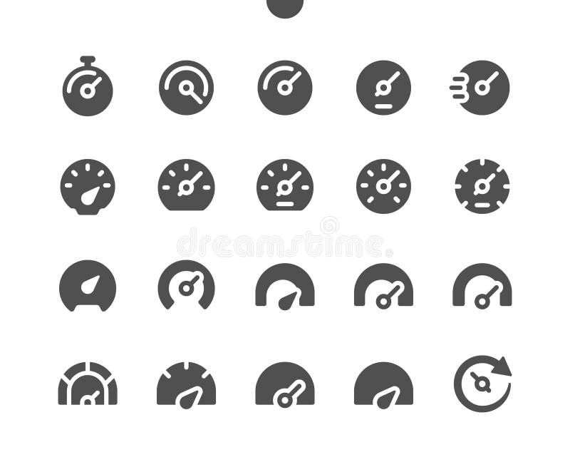 Speedometer UI Pixel Perfect Well-crafted Vector Solid Icons Stock ...