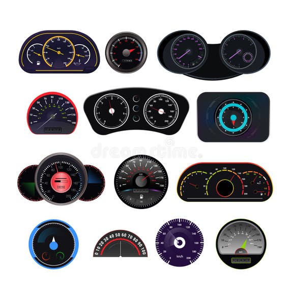 Speedometer Vector Car Speed Dashboard Panel and Speed-up Power ...