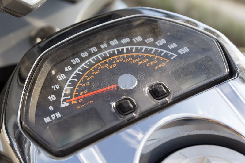 A Speedometer of a Vintage Motorcycle Close-up Stock Photo - Image of ...