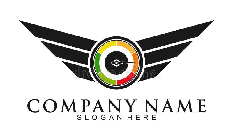 Speedometer and Wings Vector Logo Stock Vector - Illustration of ...