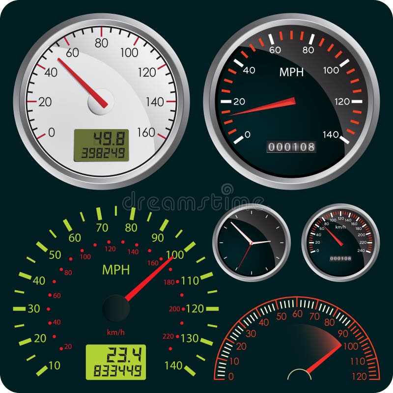 Speedometer and RPM Gauge Cluster Stock Vector - Illustration of ...
