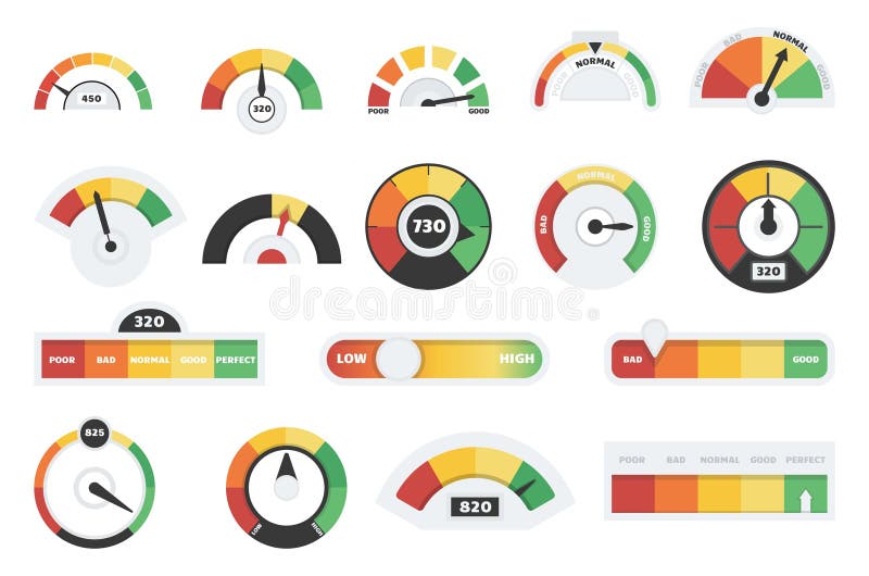 Speedometers and Credit Indicators. Speed Chart, Feedback or Customer ...