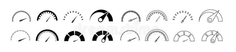 Speedometers Icons Set. Speed Indicator Sign. Performance Concept. Fast ...