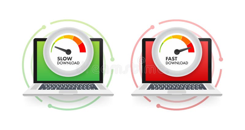 Speedometers with Slow and Fast Download. Vector Stock Illustration ...